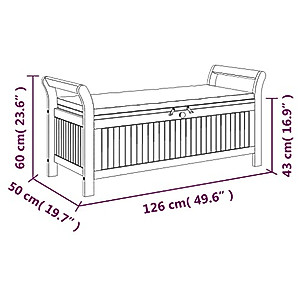 vidaXL Solid Acacia Wood Patio Storage Bench with Cushion - Comfortable Seating - Durable & Robust - Brown Gray - Stylish Garden Furniture