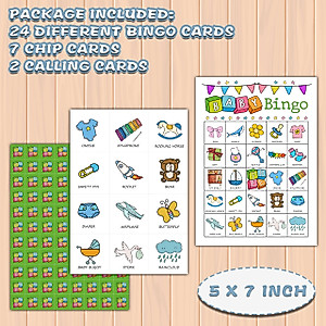 Ycyfckdr Baby Shower Bingo Cards, Baby Shower Games, Baby Shower Decorations, Bingo Game for Adults, Gender Reveal Party, Outdoor Indoor Games - 24 Game Cards (d01)