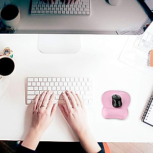 Ergonomic Gaming Mouse Pad with Wrist Support Gel Rest for Laptop at Internet Cafe, Home & Office, Non-Slip Silicone Base Mouse Mat MP04PN - Pink