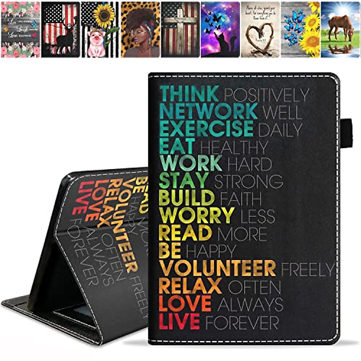 TBXOSTN Case for All-New Amazon Kindle Fire 7 Tablet (7" Display, 12th Generation, 2022 Release), Premium PU Leather Stand Cover with Smart Auto Wake, Inspirational Quotes Customized