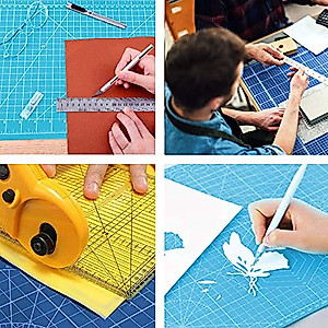 AIRGAME Self Healing Cutting Mat 18"x12" Non-Slip PVC Double Sided 5-Ply A3 Art Craft Rotary Cutting Mat for Quilting, Sewing Crafts Hobby Fabric Precision Scrapbooking Project(Blue/Light blue)