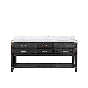 Bell+Modern Woodhaven 72 in W x 22 in D Black Oak Double Bath Vanity and Carrara Marble Top