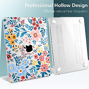 DONGKE for M3 M2 MacBook Air 15.3 inch Case 2023 2024 Release A2941 A3114 with Retina Display & Touch ID, Plastic Hard Case & Keyboard Skin & Screen Protector for MacBook Air 15" - Multicolor Flowers