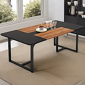 Tribesigns 70.87‘’ Dining Table, Industrial Kitchen Table for 8 Person, Rectangular Dinner Table with Strong Metal Frame, Wooden Large Long Dining Room Table for Big Family