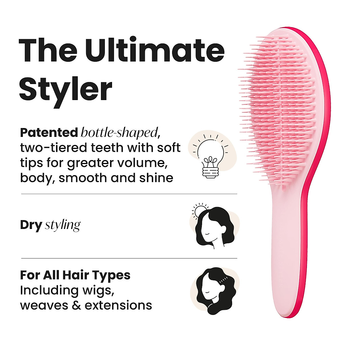 Tangle Teezer The Ultimate Styler Hair Styling Brush for Dry Styling, Maintains, Blends & Adds Volume, Texture & Shine, Sweet Pink