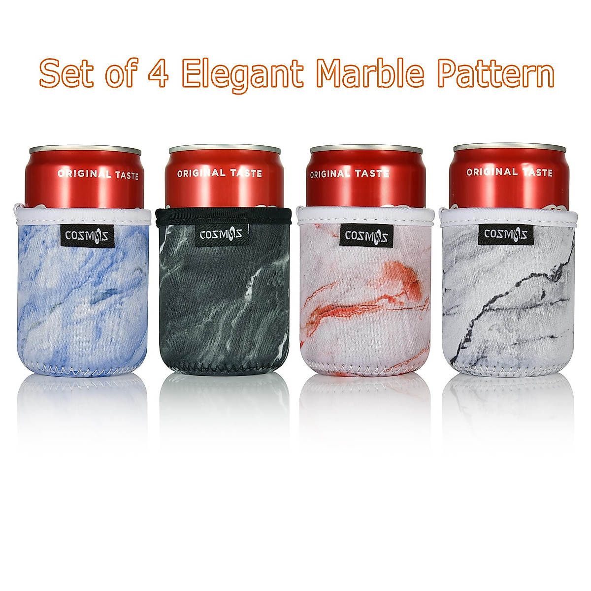 Cosmos 4 Pcs Soft Neoprene 7.5 Fl Oz Mini Can Sleeves Insulators Can Cooler Sleek Can Drink Covers Neoprene Can Sleeve Holder Beverage Insulator Cover for Energy Drink & Beer Cans