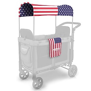 WONDERFOLD Add-on Canopy Fabric with UV Protection for W-Series Stroller Wagon (Double Sided W2/W1 Canopy, USA Flag Print with One Pouch)