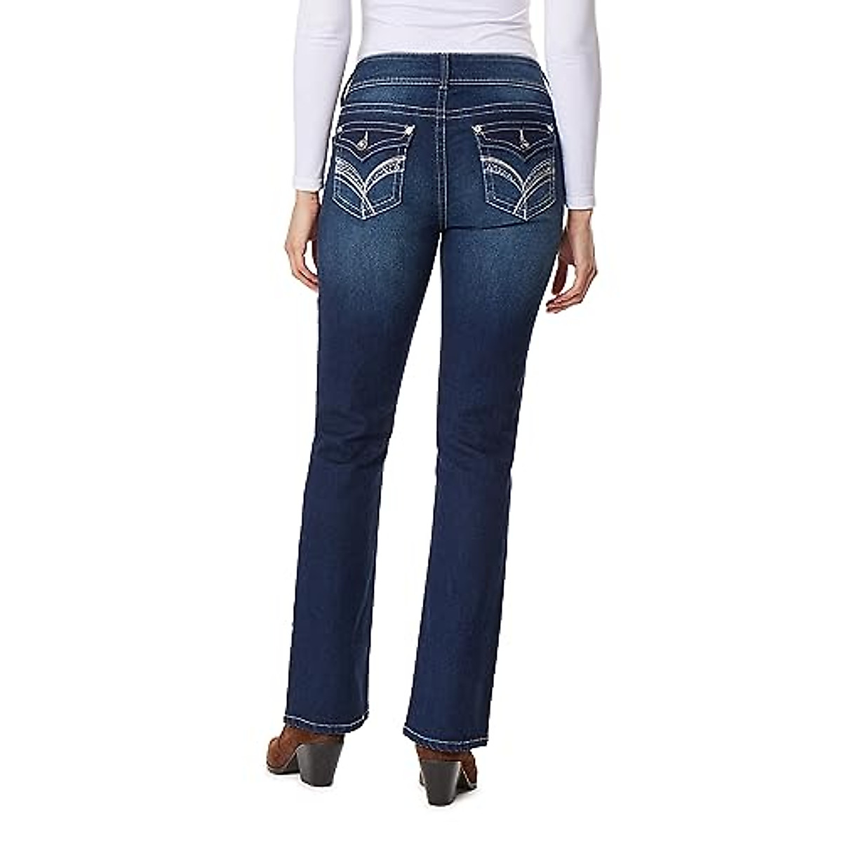 WallFlower Women's Size Luscious Curvy Bootcut Mid-Rise Bling Insta Stretch Juniors Jeans (Standard, Vici, 14 Plus