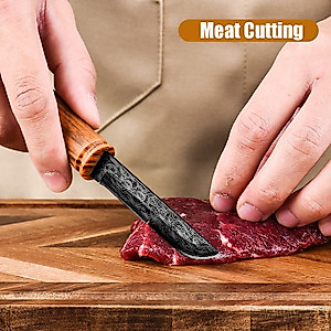 Roczipeng 2 Pcs Fixed Blade Knives, Fruit Knife with Sheath, Bamboo Shaped Paring Knife for Home, Outdoor Camping, Fishing, Hunting