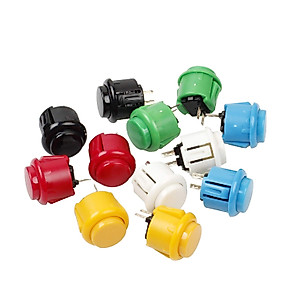 Sanwa 12 pcs OBSF-30 Original Push Button 30mm - for Arcade Jamma Video Game & Arcade Joystick Games Console (Color) - (Each Color of 2 Pcs) Use for Arcade Game Machine Cabinet S@NWA