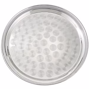 WINCO Round Stainless Steel Tray with Swirl Pattern, 12-Inch