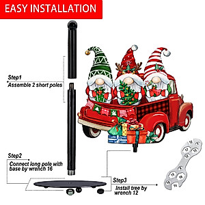 Christmas Paper Towel Holder, Gnome Red Truck Christmas Decorations Indoor Metal Paper Towel Holders for Kitchen Countertop Bathroom Home, Christmas Decor Gnome Gifts for Women Men 6.7x6.7x13.4 inch