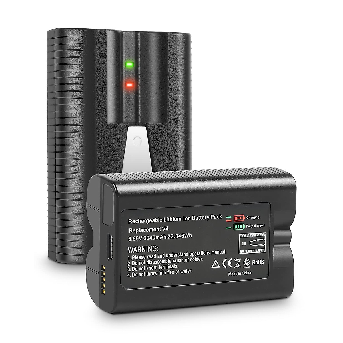 Replacement for Ring Battery Compatible with Ring-Doorbell-Camera 2/3/4/3plus, Stick Up Cam Battery (2nd and 3rd Gen), Spotlight Cam and Peephole Cam, 2Pack Rechargeable 3.65V 6040mAh Battery