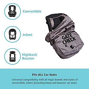 J.L. Childress DELUXE Gate Check Bag for Car Seats - Padded Backpack Straps - Fits ALL Car Seats - Gate Check Bag with Backpack Straps for Car Seats - Car Seat BackPack for Air Travel - Grey