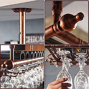 MiroDo Bar Unit Floating Shelves Ceiling Wine Racks Hanging Wine Glass Holder Rustic Wine Holder Wine Rack Hanging Glass Holder Wall Mount Bottle Storage Display Industrial,80 * 30Cm(31.5 * 1