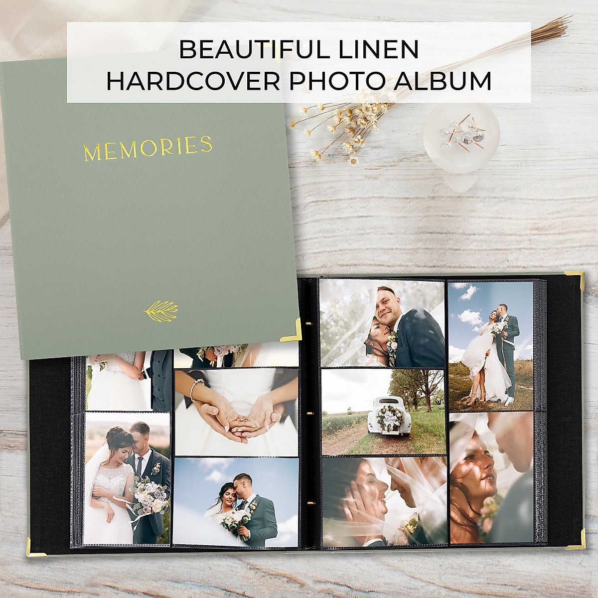 Beautiful Linen Photo Album For 4x6 Photos - Safely Holds Up To 500 Pictures of Unique Memories - The Perfect Large Photo Book To Store All Pictures of Treasured Family, Baby or Wedding Moments