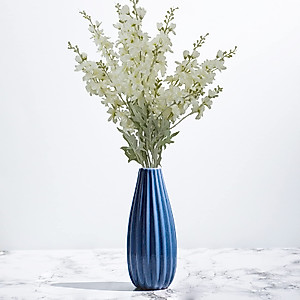 MINYULUA 6pcs Artificial Delphinium Flowers White Silk Larkspur Flowers Faux Snapdragon Long Stem Fake Plant Spray Arrangement for Home Office Garden Wedding Table Vase Decor (White)