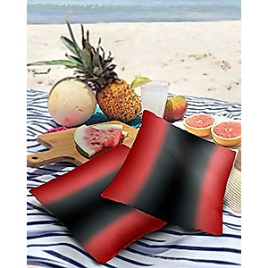 Litter Star Outdoor Throw Pillow Covers Waterproof Pillow Cases 16x16 Red to Black Gradient Ombre Decorative Pillow Covers Cushion Cases for Couch Sofa Patio Garden 2 Pack Merry Christmas Theme