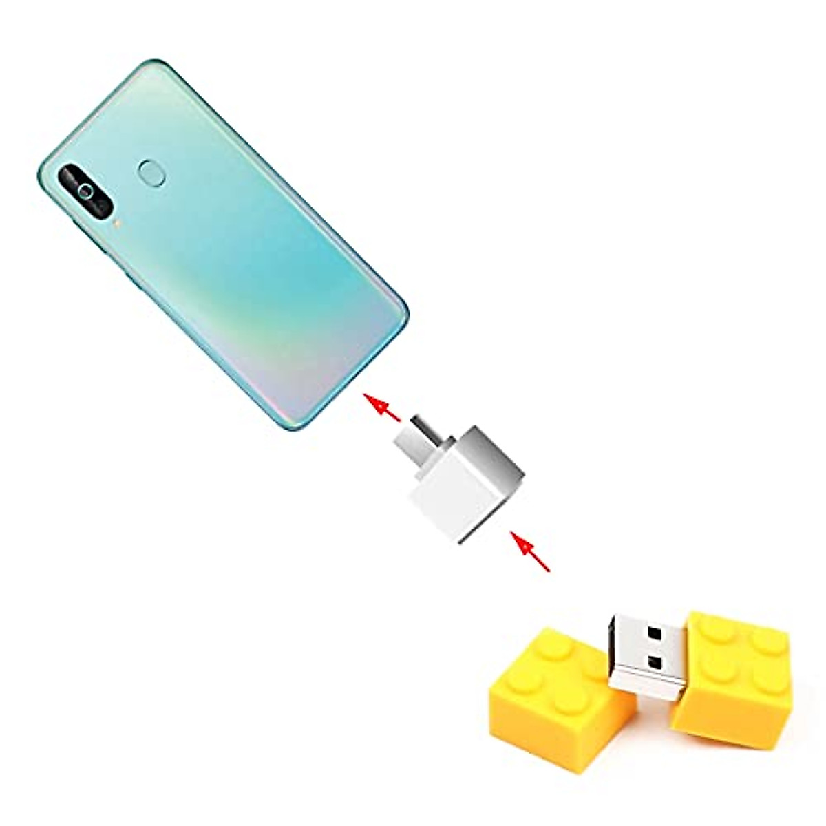 schicj133mm Memory Stick Portable High Speed USB2.0 Pen Drive Shockproof Building Block Design Yellow 16GB