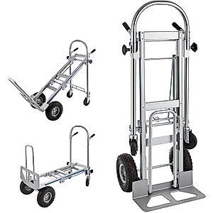 TOPDEEP 3in1 Aluminum Hand Truck,Convertible Hand Truck Dolly Large Size 1000 lb Capacity, Utility Cart Converts from Hand Truck to Platform Cart with 10" Hi Tech Rubber Wheels