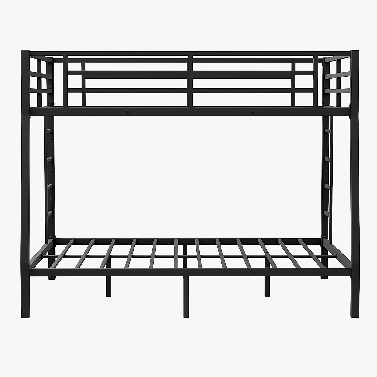 Bellemave Full XL Over Queen Metal Bunk Bed for Adults,Heavy-Duty Bunk Bed with 2 Ladders,Full Over Queen Bunk Beds,Space-Saving Bunk Bed for Kids/Teens/Adults,Noise-Free,Black