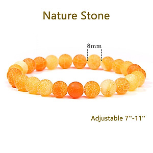 CENWA Orange Awareness Beads Bracelet Orange Awareness Ribbon Survivor Gift Leukemia Awareness Bracelet Leukemia Warrior Gift (Orange Awareness Beads)