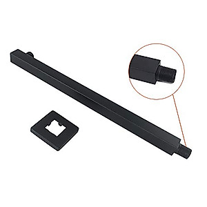 NearMoon 16 Inch Shower Arm, Rain Shower Head Extension Extender, With Flange and Teflon Tape, Made of Thicken Stainless Steel for Bathroom Rainfall Showerhead (Matte Black)