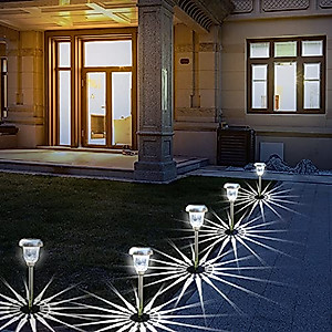 SyouHome Solar Pathway Lights Outdoor Waterproof, 4.5"x17.5" Solar Garden Light Supper Bright Up to 14 Hrs Glass Stainless Steel Metal Auto On/Off Solar Powered LED Landscape Lighting for Yard 4 Pack