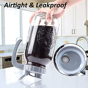 Cold Brew Coffee Maker 64 OZ Mason Jar Cold Brew Pitcher With Infuser 2 Quart Wide Mouth Iced Coffee Maker With Pour Spout Lid And Handle Half Gallon Airtight & Leakproof Pitcher For Fridge