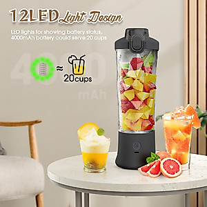 2 Pack Portable Blender, Personal Blender for Shakes and Smoothies, 20 Oz Mini Smoothies Blender to Go, USB Rechargeable Blender Cup with Travel Lid for Home, Office, Trave