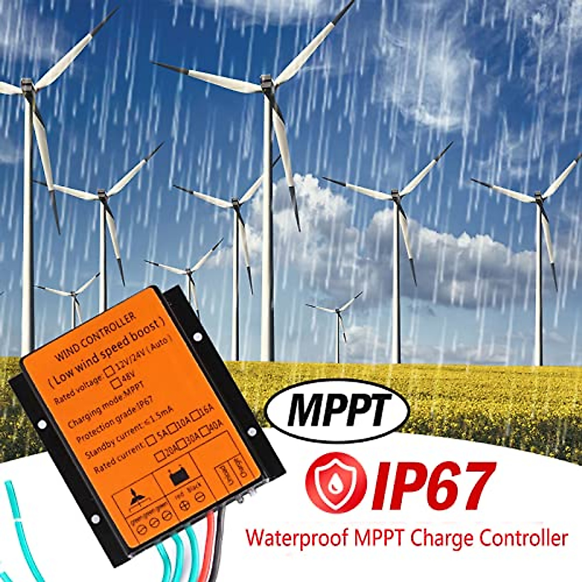 FEICHANGHAO Efficient 12000W Waterproof MPPT Charge Controller,DC12V24V 48V IP67 Wind Turbines Generator Battery Charge Controller Regulator,48v