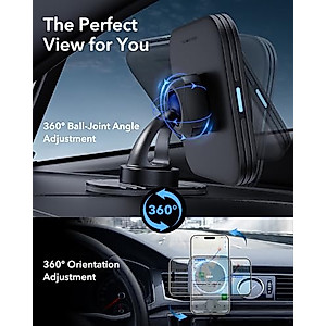 ESR for MagSafe Car Mount Charger, 15W Magnetic Wireless Car Charger, for MagSafe Car Charger, Air Vent Phone Holder for iPhone 16/15/14/13/12, Galaxy S25/S25 Ultra, with 36W QC 3.0 Fast Car Charger