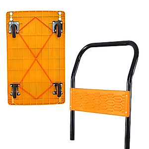 Generic Heavy Duty Silent Flatbed Household Folding Trolley Portable Pull Push Truck Trailer Flatbed Trolley for Home Use, Large, Orange