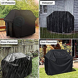 WElinks Black Waterproof BBQ Cover Outdoor Rain Grill Barbacoa Anti Dust Protector Charcoal Electric Barbeque Garden Grill Protection BBQ Accessories (77 x 58cm)