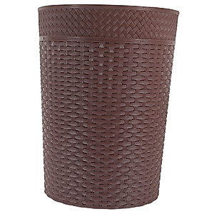 HOOTNEE Rattan-Like Trash Can Plastic Trash Bin Household Garbage Can Plastic Rubbish Can Garbage Container Simple Bathroom Trash Can Kitchen Trash Can Plastic Waste Bucket Home Trash Can