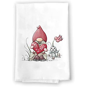 Decorative Kitchen and Bath Hand Towel | Valentines Day Kiss Me Gnome | Winter Valentine's Day Themed | White Towel Home Decor Bathe Tea Towels Decorations | House Warming Gift Present