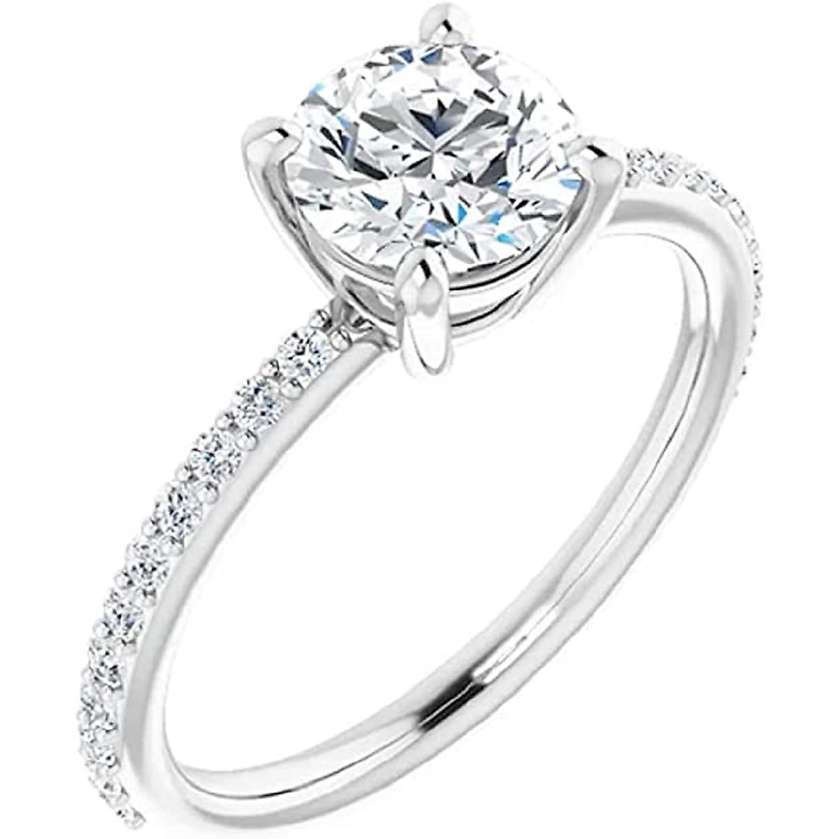 Moissanite Gems Round Moissanite Engagement Ring 1 CT VVS Clarity 925 Sterling Silver Wedding Moissanite Diamond Solitaire Bridal Ring for Her Promise Ring (4.5)