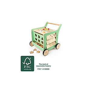 Small Foot Wooden Toys Premium Pastel Wooden Baby Walker and playcenter Move it! Designed for Toddlers 12+ Months, Multi (10947)