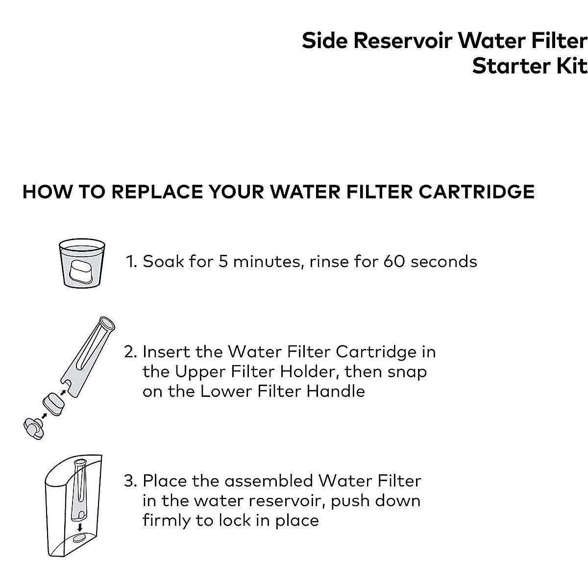 ZFBBfor Keurig Starter Kit Replacement 2.0 Coffee Maker - for Keurig Parts Includes Side Reservoir Filter Holder and 1 Pack Water Filter Cartridges (Clear)