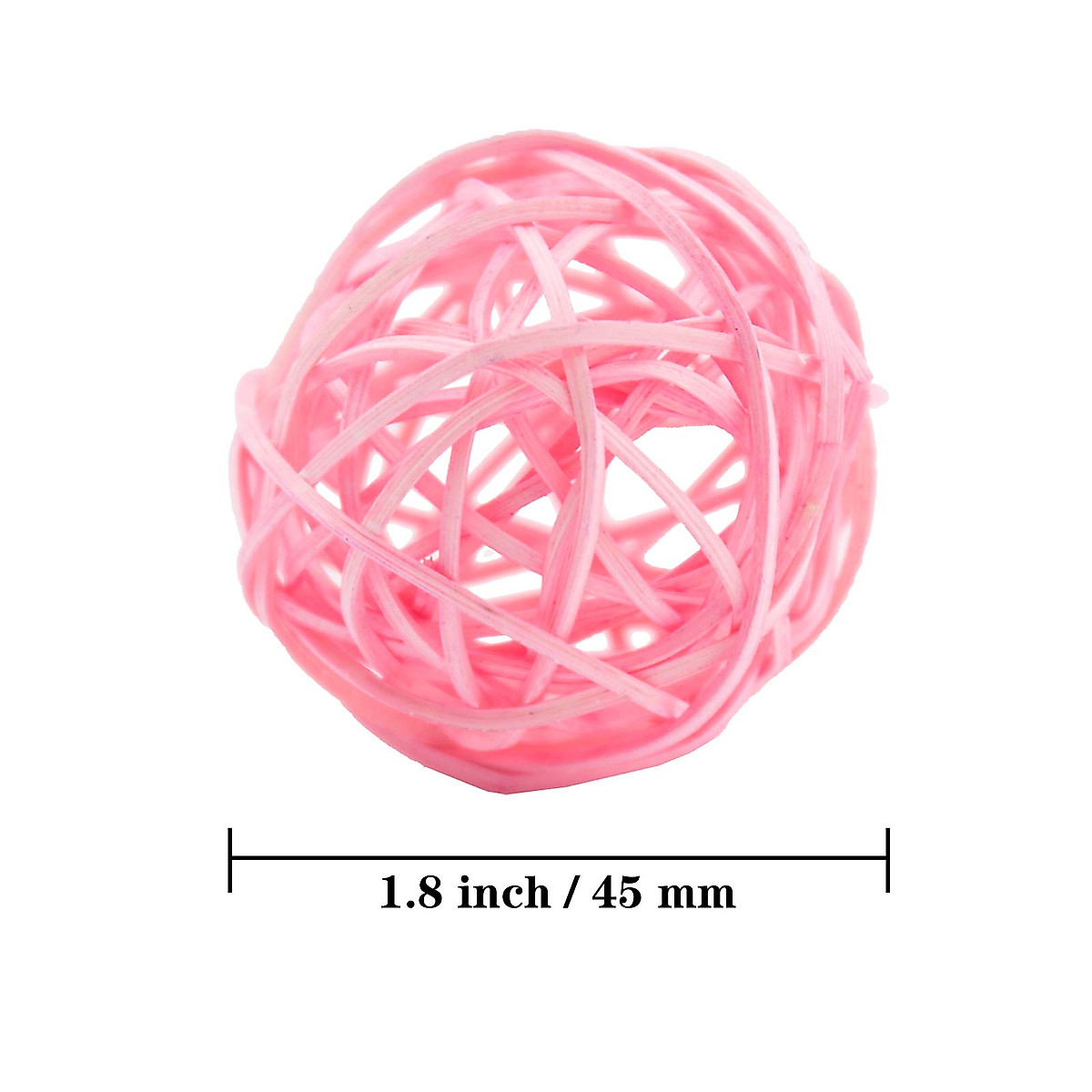 HaiMay 45 Pieces Wicker Rattan Balls Decorative for Vase Fillers,Bird Toys,Garden,Party,Wedding,Table Decoration,1.8 Inch(Pink)