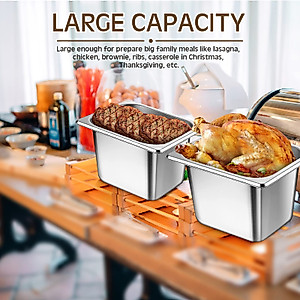 Baderke 4 Pack Stainless Steam Hotel Pans with Lids, 1/6 Sixth Size x 6 Inch Deep, 0.7 mm Thick 304 Stainless Steel Hotel Pan Anti Steam Table Pan for Food Warmer Cooking Heat