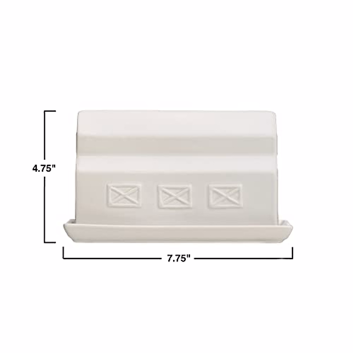 Creative Co-Op Matte Stoneware Barn Butter Dish Food Storage, 1 Pack, White