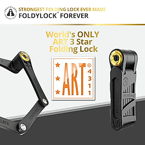 FoldyLock Forever Folding Bike Lock - Patented Sleek High Security Sold Secure Gold Bicycle Lock - Heavy Duty Anti Theft Smart Guard with Keys - 90cm