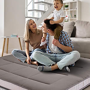 MAXYOYO 6" Extra Thick Floor Futon Mattress, Foldable Mattress Tatami Pad Floor Mattress for Adults Floor Bed Roll Up Mattress Guest Mattress, Dark Grey, Full