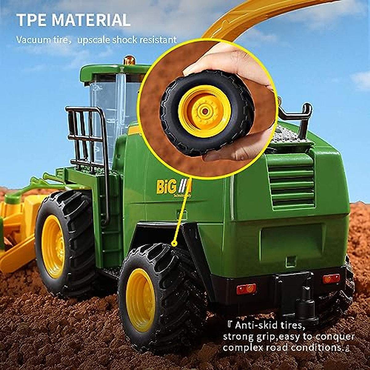Uxsiya RC Harvester Truck Toy Good Grip Vivid Pattern Remote Control Truck 4 Model for Boys