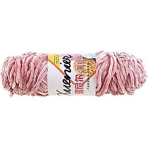 Light Pink Solid Color Hand Woven Thick Crochet Thread Chenille Velvet Yarn Soft Wrapping for Craft Scarves Sports Blankets 100g