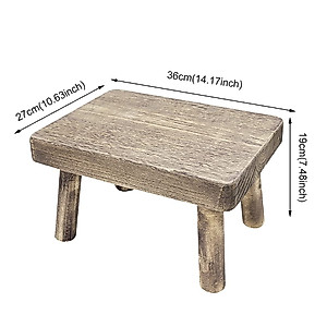 Wooden Step Stool for Kids and Adults, Portable Rectangle Bed Stool, Wooden Stool for Kitchen Living Room Closet Kitchen Step Stool Home Decoration 14.17x10.63x7.48inch, No Assembly Needed, Solid Wood
