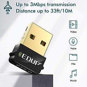Mini USB Bluetooth 5.0 Adapter for PC,USB2.0 Bluetooth EDR Dongle for Desktop PC Laptop Compatible with Windows 10/8.1/8 /7 (Need Installed Driver)