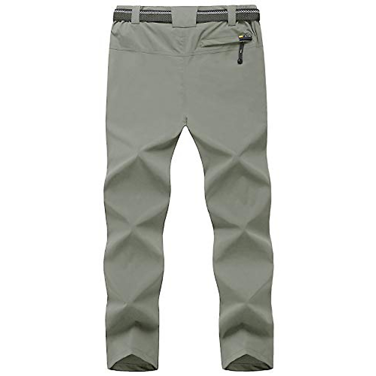 TBMPOY Men's Outdoor Lightweight Windproof Belted Quick-Dry Hiking Pants Thin Sage Green L