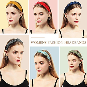 Gloppie Fashion Headbands Knotted Wide Headbands for Women Hair Accessories Workout Hairbands Top Knot Head Bands for Girls 3 Pack